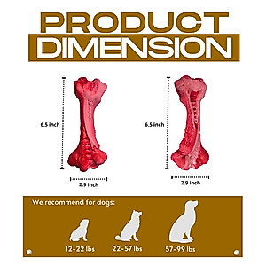 TECHPET Indestructible Dog Toy, Tough Dog Toys for Aggressive Chewers, Rubber Dog Teething Toys, Dog Toys to Keep Them Busy, Dog Bones Made with Rubber for Medium Large Dog