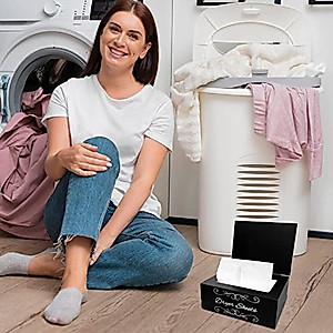 Dryer Sheet Holder, Wood Dryer Sheet Dispenser, Dryer Sheet Container Box with Lid, Rustic Dryer Sheets Holder, Laundry Sheet Holder for Laundry Room Organization