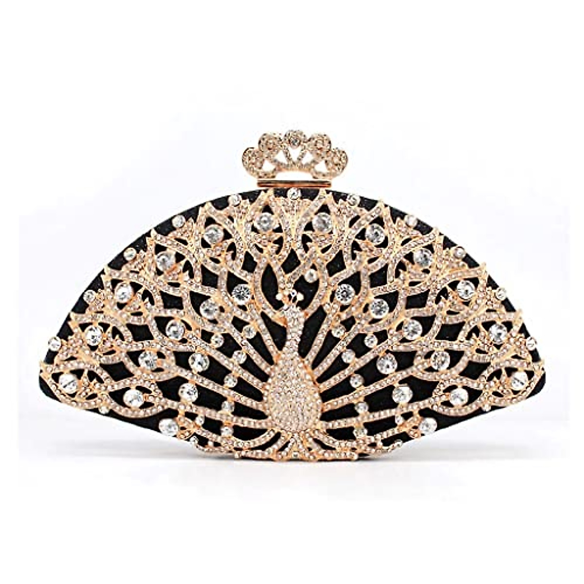 ZLXDP Women Evening Bag Golden Metal Crystal Evening Bag Clutch Handbag Ladies Wedding Bridal Party Bag