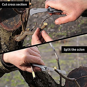 BaiCarre Pruning Knife, Double blade Grafting knife, Stainless Steel Garden Budding Knife,Folding Pocket Knife For Grafting Multi Cutting Tool, Weed Bushes Branches Mushroom Diggig Knife