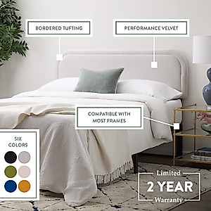 Edenbrook Miller Low Profile, Performance Velvet Headboard for King Size Bed-Gray Upholstered King Headboard