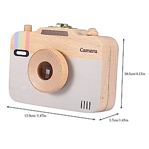Yunnyp Wooden Simulation Camera Toy Tooth Storage Box,Baby Milk Teeth Hair Holders Preservation Box Collection Gift