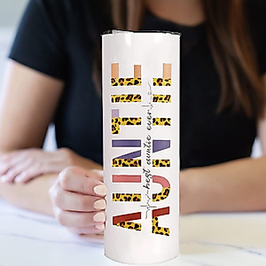 Ceovfoi Aunt Tumbler with Lid and Straw, Best Auntie Ever Gift, 20 oz Aunt Stainless Steel Insulated Tumbler, To My Aunt Coffee Mug from Niece, Birthday/Mother's Day/Christmas Gifts for Auntie