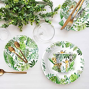 HIPVVILD Safari Jungle Theme Party Supplies For Boys - Jungle Safari Birthday Baby Shower Decorations Tableware Include 9" Party Plates, 7" Plate, Cups, Napkins, Safari Party Decorations | Serve 48