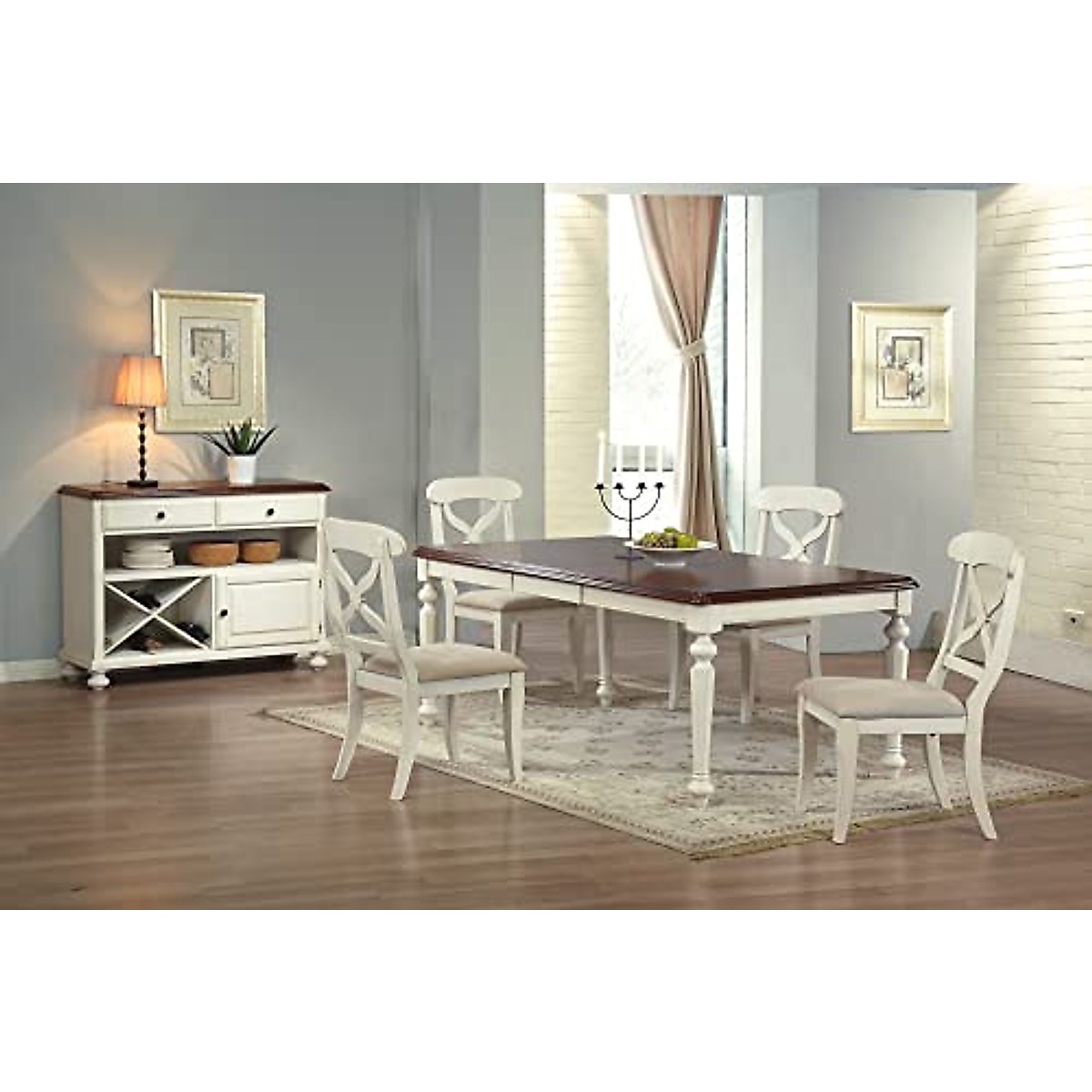 Sunset Trading Andrews Dining Table, 2 Sizes, Antique White & Distressed Chestnut