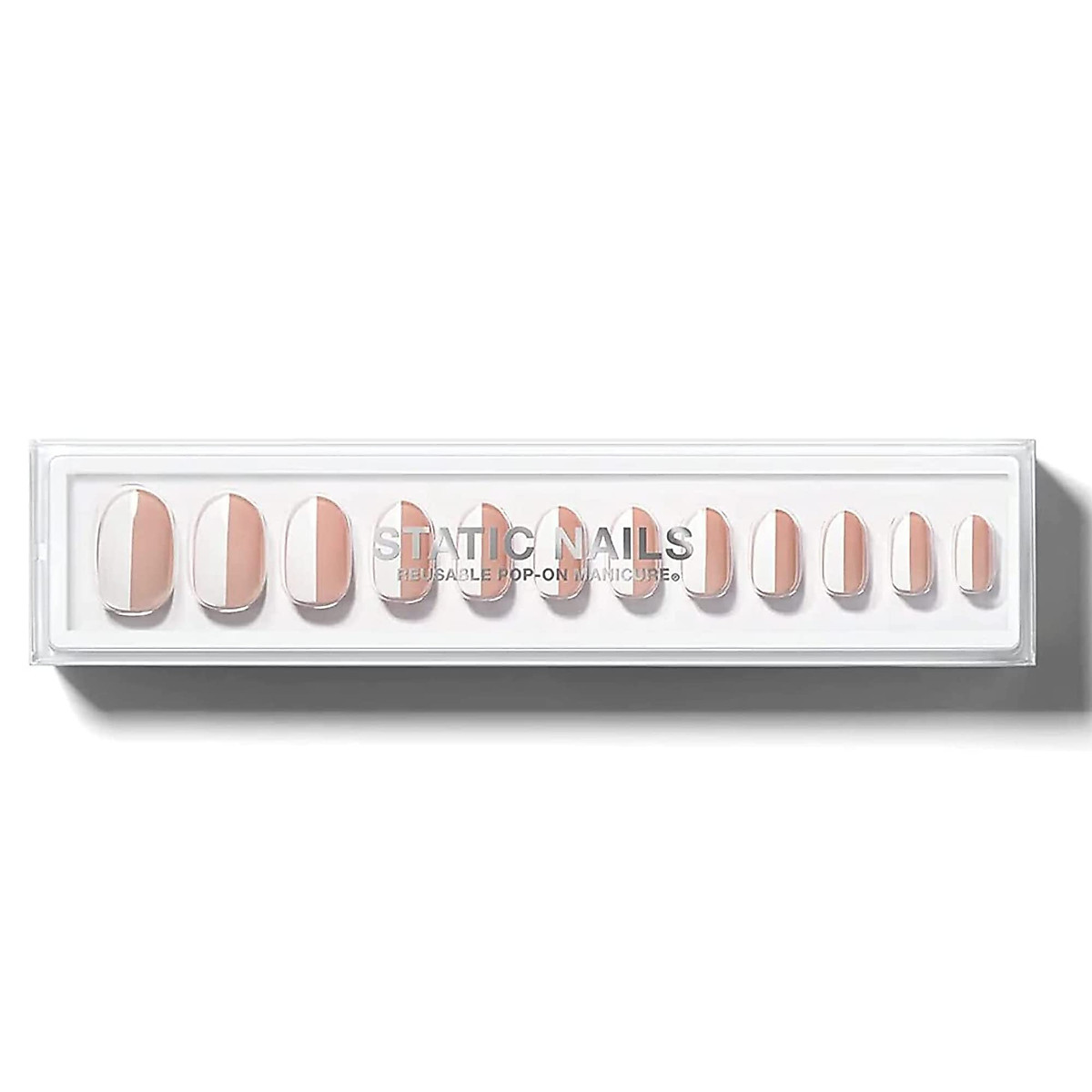 Static Nails Reusable Pop-On Manicure Set, Non-Damaging Glue-On Nails (Portofino Round) - False Nails with Static Nail Glue, Nail Set, Fake Acrylic Press On Nails