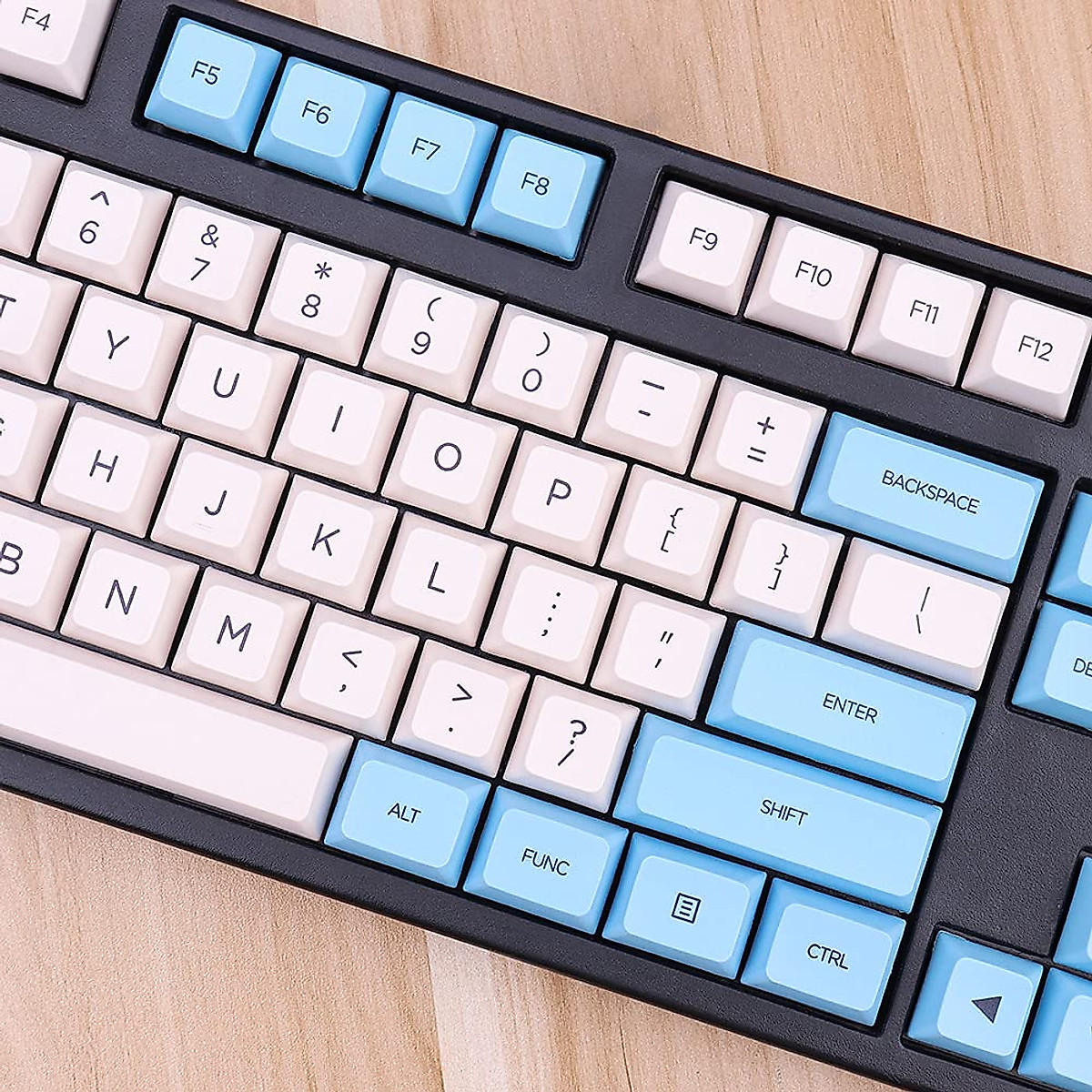 108 Keys PBT Keycap XDA Profile DYE-SUB Personalized Blue and White Keycaps Compatible with Filco/Ducky/Ikbc for Mechanical Gaming Keyboard