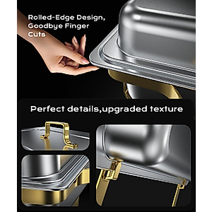 Chafing Dishes for Buffet 4 Pack, 8QT [Elegant Gold and Silver Colors] Stainless Steel Chafing Dish Buffet Set [Sturdy and High Grade] Chafers and Buffet Warmers Sets for Any Party with Complete Set