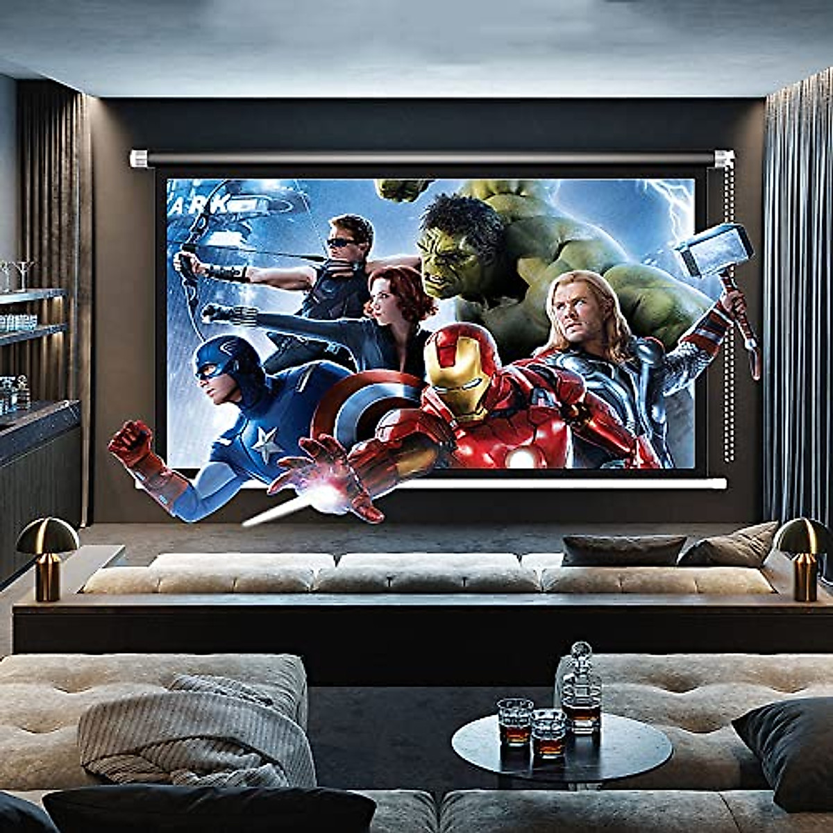 LENG Wall Mounted Projection Screen 60'' Roll Up Projector Screen Portable Movie Screen Outdoor Lightweight Little Screen for Home Cinema, Meeting Presentation (Size : 4:3)