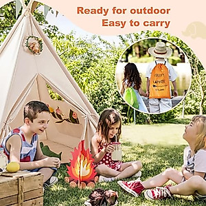Tiny Land Kids-Teepee-Tent with Lights & Campfire Toy & Carry Case, Natural Cotton Canvas Toddler Tent - Washable Foldable Teepee Tent for Kids Indoor Tent, Outdoor Play Tent for Girls & Boys