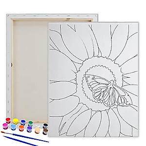 Essenburg Pre Drawn Canvas Paint Kit | Teen, Kids and Adult Sip and Paint Party Favor | DIY Date Night Couple Activity| Canvas Boards for painting| Birthday Party Gift Sunflower (S 8X10 CANVAS ONLY)