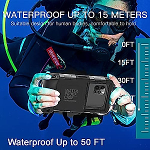 Waterproof Underwater Snorkeling Diving Phone Case for iPhone 11/12/13/14 Pro Max Mini Xr/X/Xs and Samsung Galaxy Note10/9/8/S10/9/8 Ultra Plus Professional [15m/50ft] Photo Video Cover (SG Black)