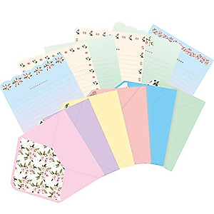 Cute Floral Stationery Paper (48 PCS) 7.1 x 5.2" Lined Matching Envelopes (24 PCS) Double Sided for Invites