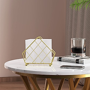 Lxmons Vertical Napkin Holder for Dining Table Décor, Freestanding Metal Paper Holder for Kitchen Countertop, Heavy Duty Napkin Paper Organizer, Durable Tissue Stand for Home Restaurant, Gold