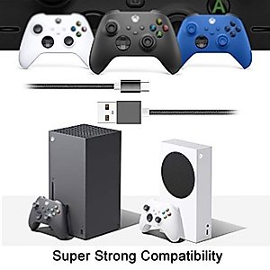 Akingdleo Replacement USB C Cable for Xbox Series S/X Console Controller Carbon Black/Robot White/Shock Blue/Elite Wireless Controller Series 2