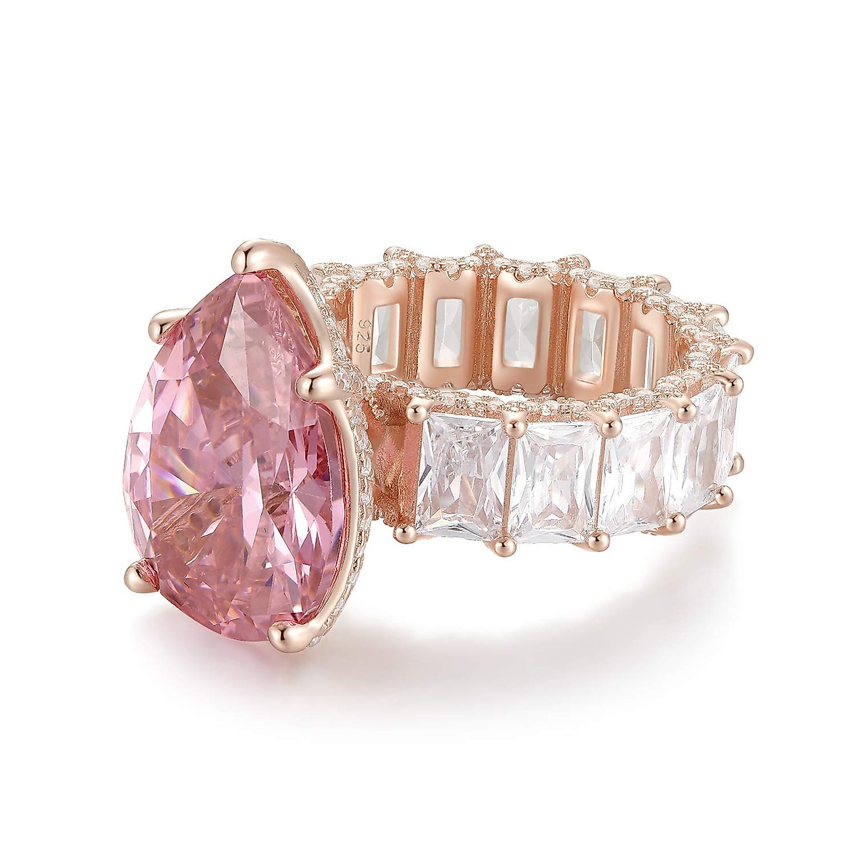 S925 Sterling Silver Ring Pear-Shaped CZ Cubic Zirconia or Gold-Plated Sterling Silver Princess Square Cut Ring, Gift Engagement Wedding Ring13mmX18mm