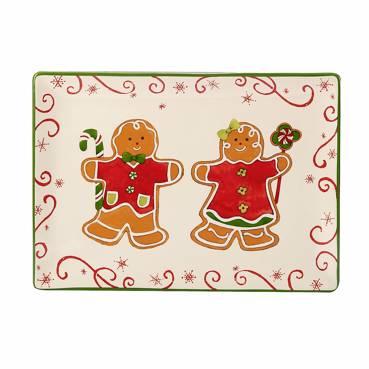 Certified International Holiday Magic Gingerbread Rectangular Serving Platter, 14" X 10", Multicolor, Large