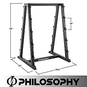 Philosophy Gym 10-Bar Fixed Barbell Weight Rack - Heavy-Duty Storage Holder for Straight & EZ Curl Pre-Weighted Bars