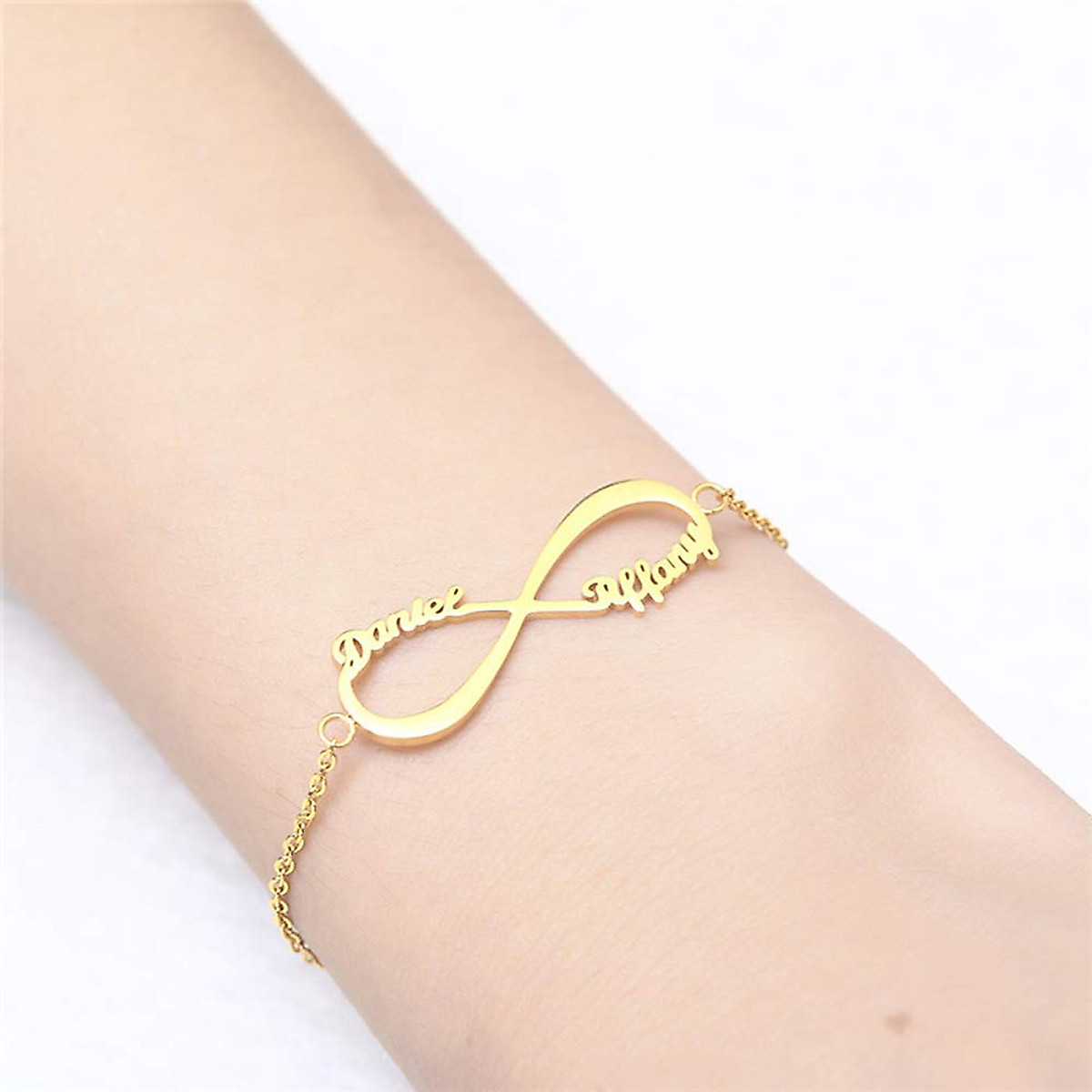 RMREWY Infinity Symbol Custom Name Bracelet 925 Sterling Silver Engrave Any Name Personalized Bracelet Ankle Customized Gift for Women
