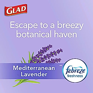 GLAD ForceFlex Tall Drawstring Trash Bags, 13 Gallon White Trash Bags for Tall Kitchen Trash Can, Mediterranean Lavender with Febreze Freshness to Eliminate Odors, 40 Count