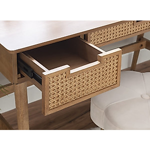 Linon Natural Dutton Wood and Rattan Desk