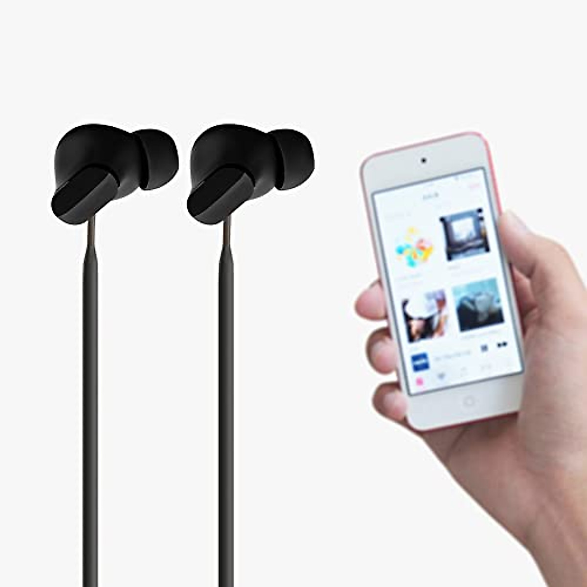 kwmobile Straps Compatible with Beats Studio Buds - 2X Silicone Holder for Wireless Earphones - Black/Black