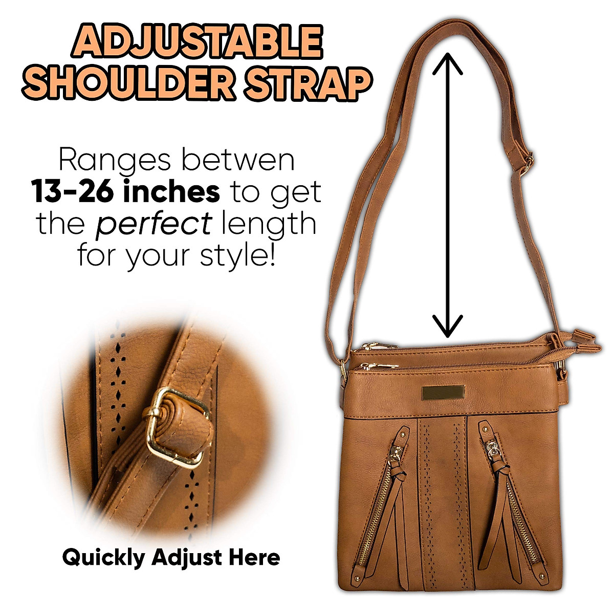 Multi-Pocket Crossbody Bags for Women, Lightweight Purses and Handbags, Vegan Leather Purses for Women with Tassel (Brown)