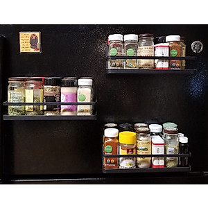 SANNO Magnetic Spice Rack for Refrigerator, Magnetic Paper Towel Holder Strong Magnet Shelf Kitchen Storage Organizer for Side of Fridge,Over Stove,Save Space on Counter