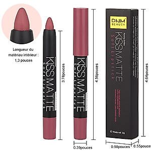 evpct 3Pcs Nude Beige Matte Lip Liner Crayon Pencil and Lipstick Set Chestnut Brown Mauve Thick Matte 24 Hour Long Lasting Waterproof Lipstick 5&6&9