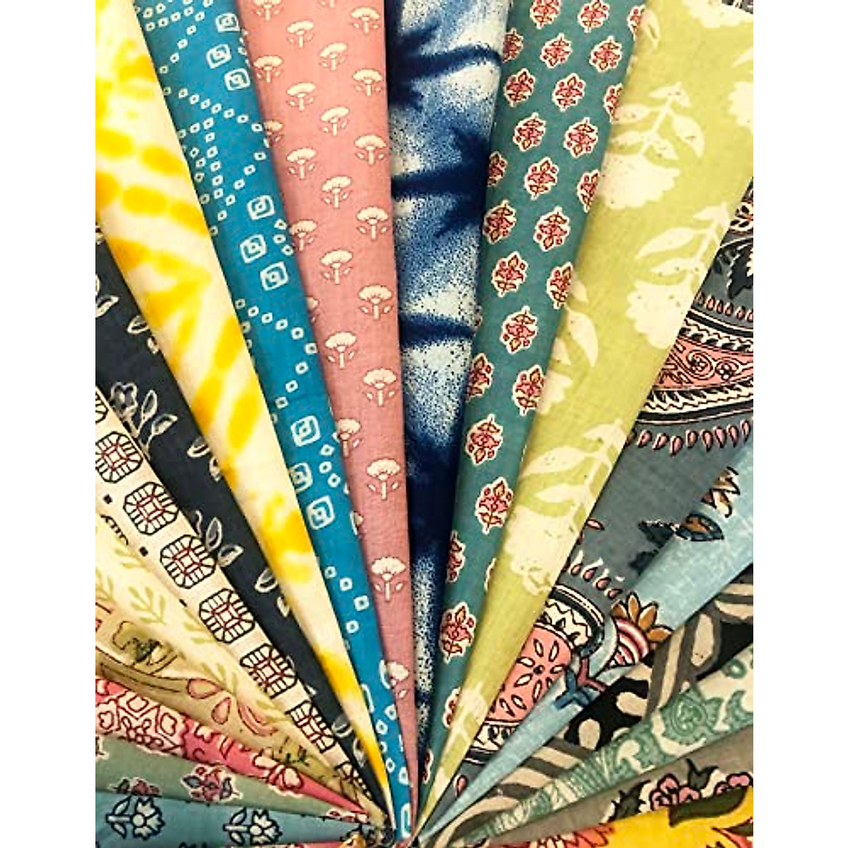Craftbot 100% Cotton Lightweight Thin & Soft Indian Block Print Fabric Squares -50pc- 8x8" for Craft