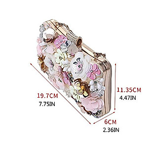 Women Fashion Luxury Party Handbags Wedding Bag Floral Bag Purses and Handbags Clutch bag Cross body Bag (Pink)