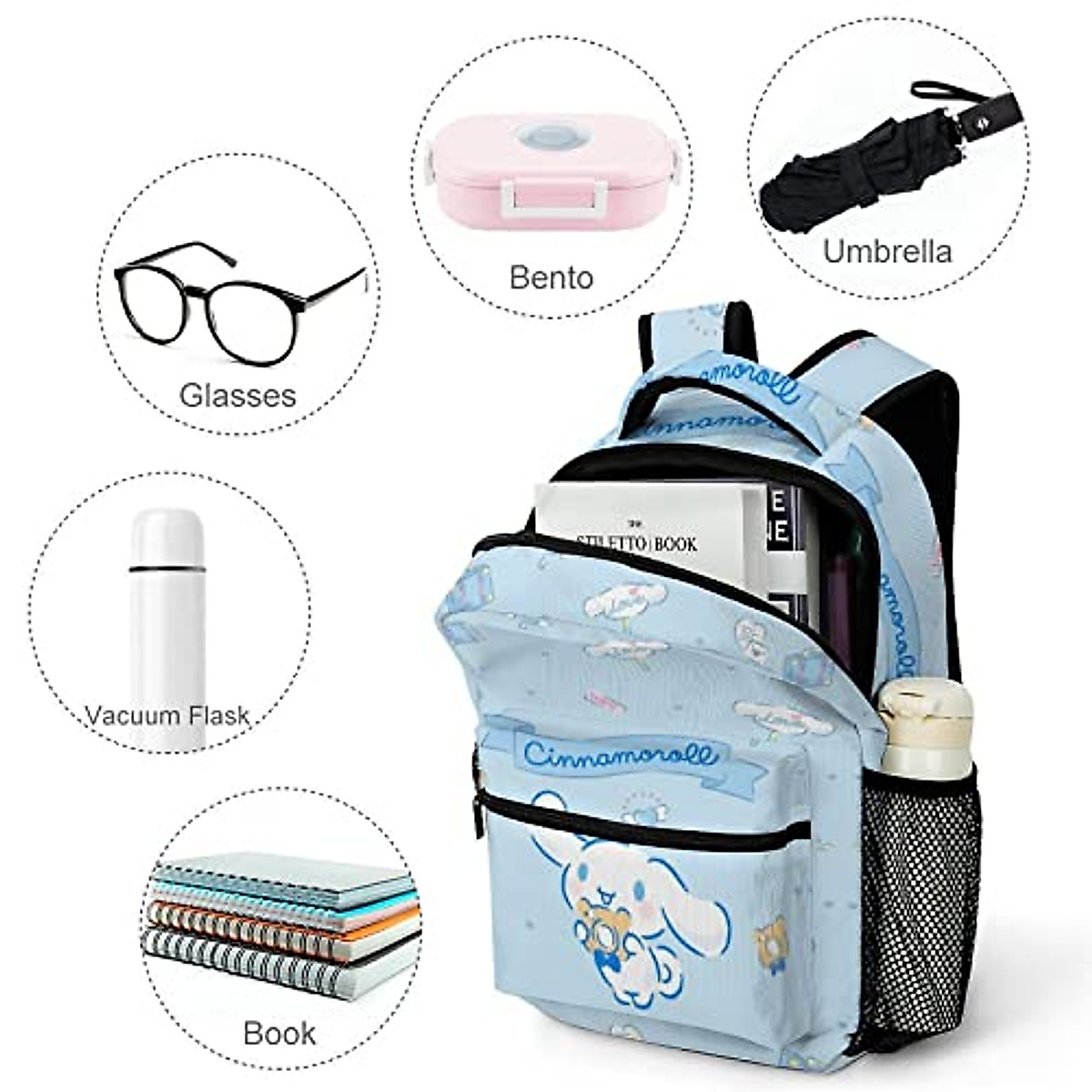 Cinn-amo-roll backpack school bag withe side pokect large suitable for teen boy girl ​hiking camping picnic