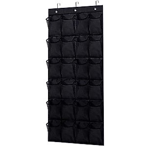 Bofoho Over the Door Shoe Organizer - Mesh Door Shoe Organizer with 24 Pockets and Hooks for Space Saving, Shoe Organizer Door Hanger for Shoes, Hanging Shoe Organizer (Black)