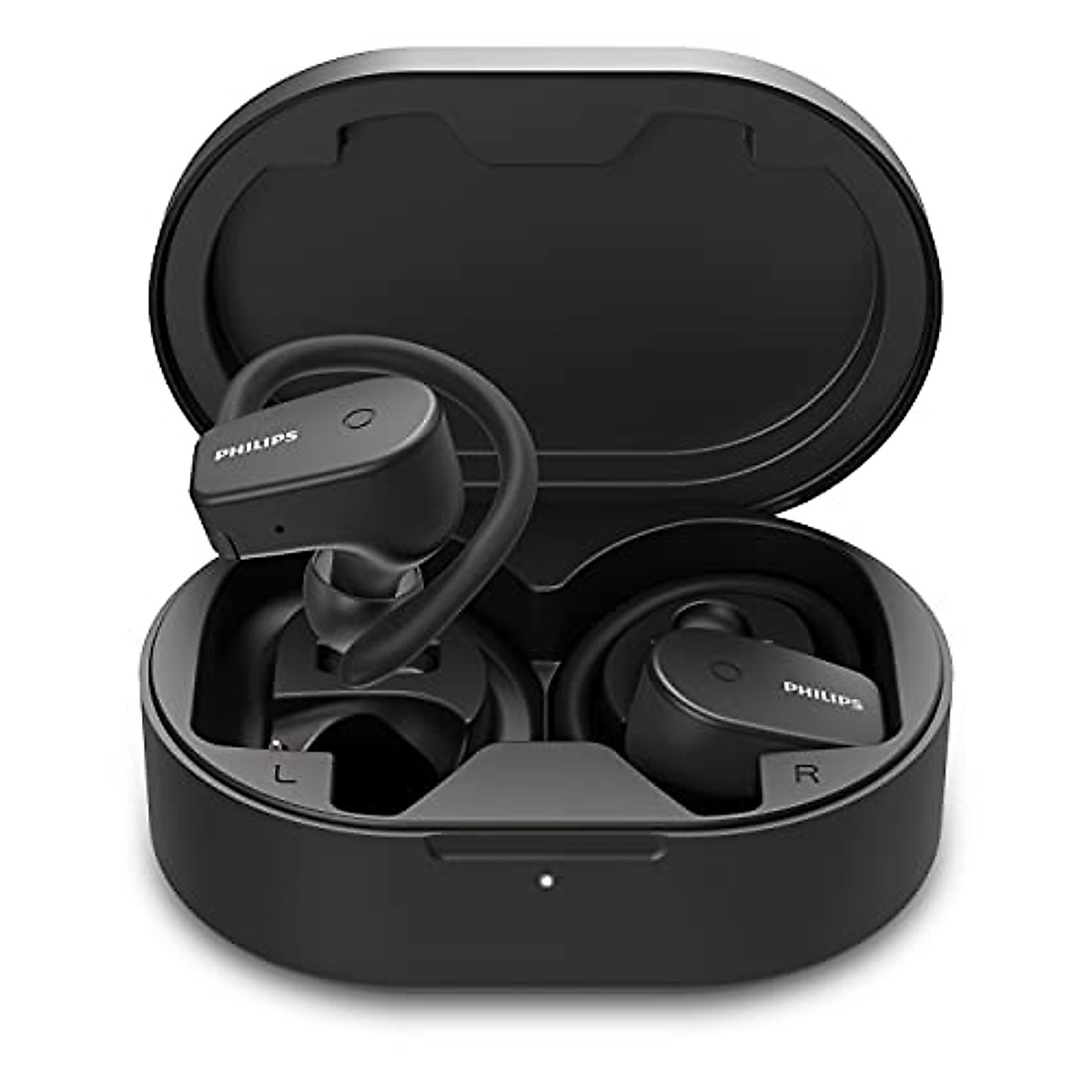 Philips A5205 Wireless Sports Earbuds, IPX7 Waterproof, in-Ear True Wireless Bluetooth 5.1 Headphones, USB-C Charging, Detachable earhooks, Up to 20 Hours of Playtime, TAA5205BK