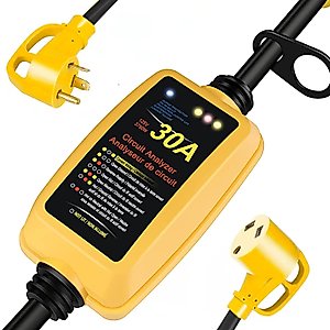 Aspligo-RV Surge Protector 30 Amp Nema TT-30P Male TT-30R Female, RV Smart Circuit Analyzer，RV Power Voltage Protector, Surge Protection Adapter