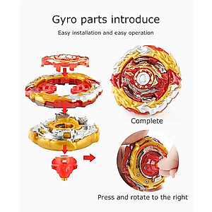GOIJRER Metal Master Fusion Gyro Toys for Kids, 5 Pieces Battling Top Battle Burst High Performance Set with 2 Launchers