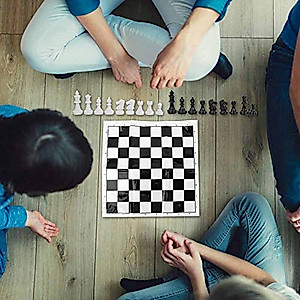 Sturdy International Chess, Portable Chessboard Set, Folded Chess Lovers for Above Age 6 Party Activities Home(White)