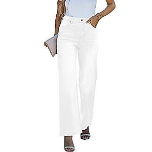 luvamia Wide Leg Jeans for Women High Waisted Baggy 90S Jeans Distressed Stretchy Denim Pants Trendy High Rise Jeans for Women Western Wear for Women Baggy Jeans Women Brilliant White Size US 18