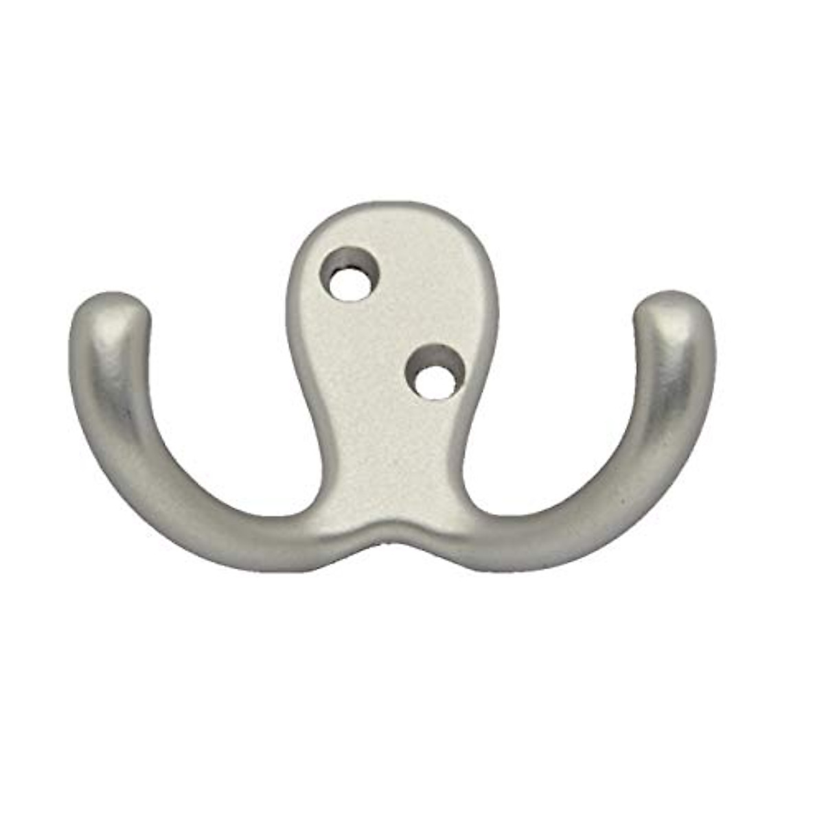 QCAA Double Robe Hook, 2-3/4", Zinc Die Cast, Matte Nickel, 6 Pack