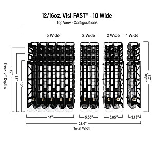 Display Technologies Visi-FAST® 12/16oz (Pack of 1) Drink Organizer, Fridge Organization, Can Dispenser, Soda Rack Can Organizer, Spring Loaded Beverage Storage, Bottled Water Organizer for Refrigerator
