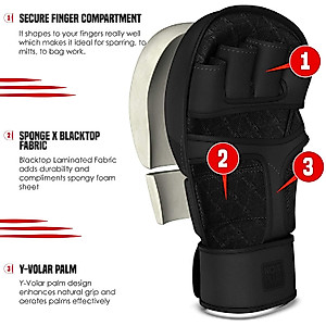 RDX MMA Hybrid Sparring Gloves, Maya Hide Leather, Open Ventilated Palm, Padded Mitts Martial Arts Kickboxing Muay Thai Training Cage Fighting, Men Adult, Punching Bag and Pads Workout