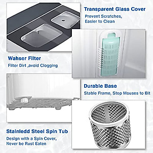 INTERGREAT Portable Washing Machine Mini 17.6 Lbs Compact Washer Machine and Dryer Combo, Small Twin Tub Washer with Spin Cycle for Camping, Laundry, Apartments, Dorms, College Rooms, Rv’s (Grey)