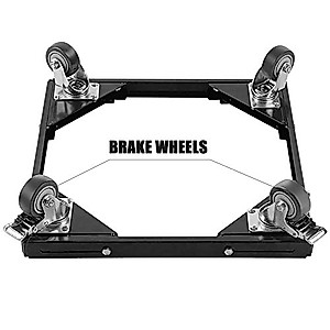 SPACECARE Mobile Roller with 2 Locking Wheels - Adjustable Furniture Dolly with Steady Steel Frame Washing Machine Stand Black Refrigerator Base Moving Cart