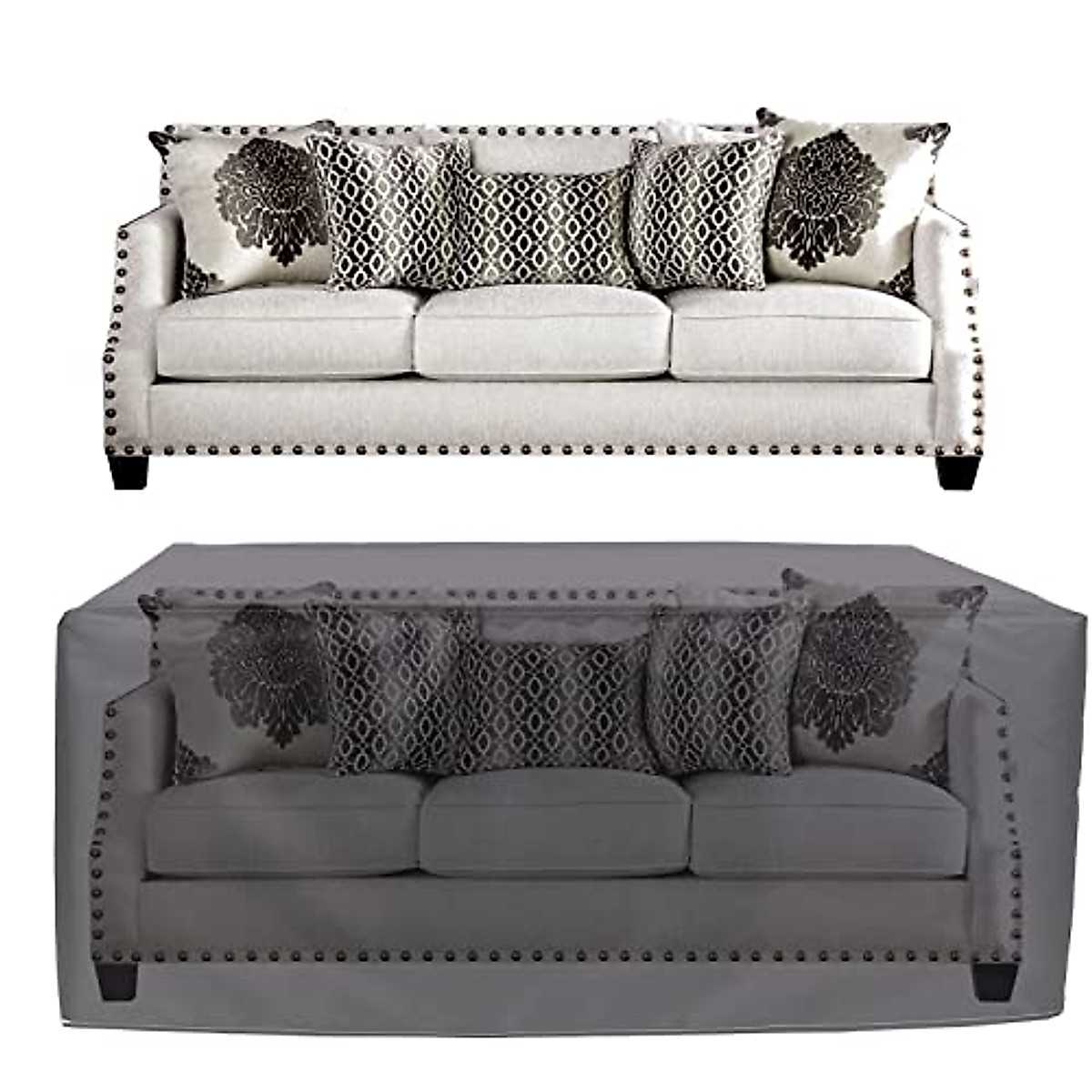 SCNSYL Patio Furniture Covers Waterproof Heavy Duty 48x24x28in,Windproof,Dustproof,Snowproof,Rectangular 420Dfurniture Covers for Sofa,Outdoor Furniture Covers.