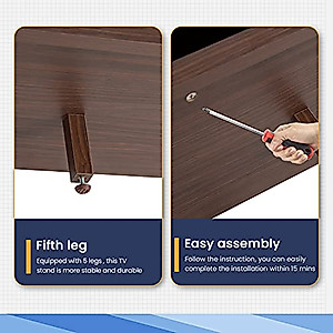 58'' Wood TV Stand TV Stand Fits 32-65 Inch Flat Screen TV Cabinet with 4-Shelf Storage Rolling Entertainment Center for Media Console Living Room Bedroom (Brown)