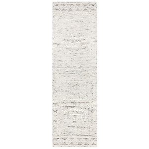 SAFAVIEH Abstract Collection Runner Rug - 2'3" x 12', Ivory & Grey, Handmade Wool, Ideal for High Traffic Areas in Living Room, Bedroom (ABT349F)