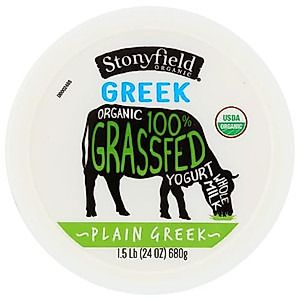 Stonyfield® Organic 100% Grassfed Plain Greek Whole Milk Yogurt 24 Oz. Tub (Pack of 1)