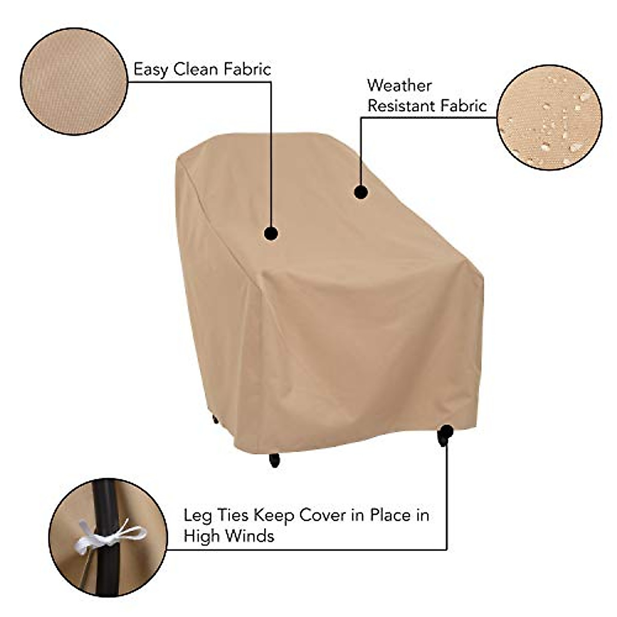 Modern Leisure Basics Patio Chair Cover - Weather-Resistant Fabric - Furniture Protection Perfect for Patio, Deck, and Porch - 27" L x 34" W x 31" H - Khaki