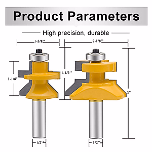 LETBUY Flooring 2 Bit Tongue and Groove Flooring Router Bit Set 1/2-Inch Shank (2 pcs)