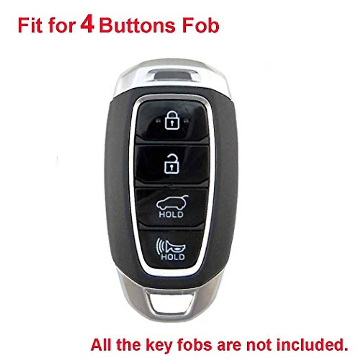 LemSa 2Pcs 4 Buttons Silicone Smart Remote Key Fob Cover Case Protector Holder for Hyundai Kona Santa Fe Azera Grandeur IG 2019 2020, Black